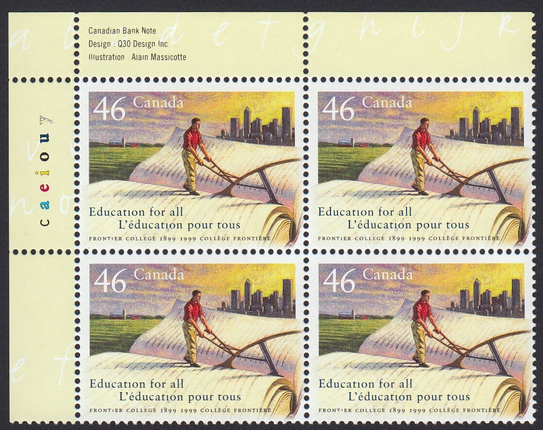 FRONTIER COLLEGE Canada 1999 #1810 1810i 1810ii 1810iii MNH Block TAG ...