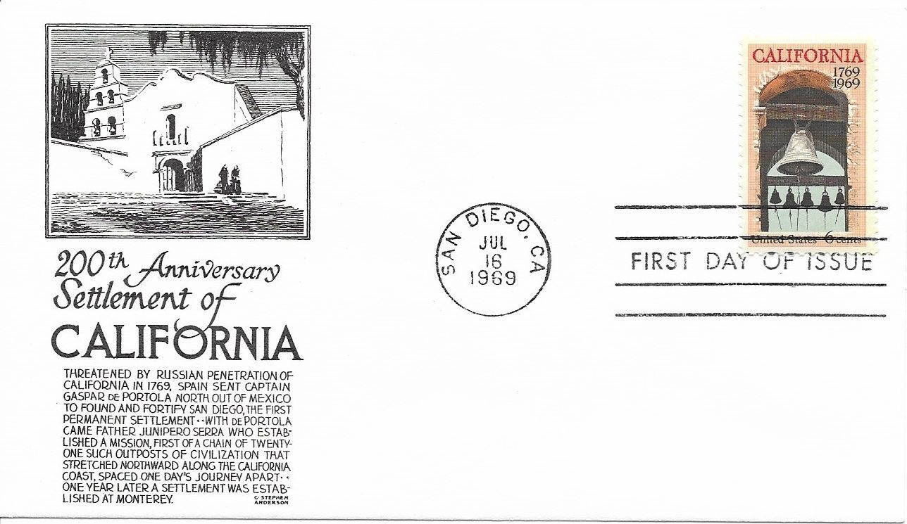 1969 FDC, #1373, 6c Settle of California, Anderson | United States ...