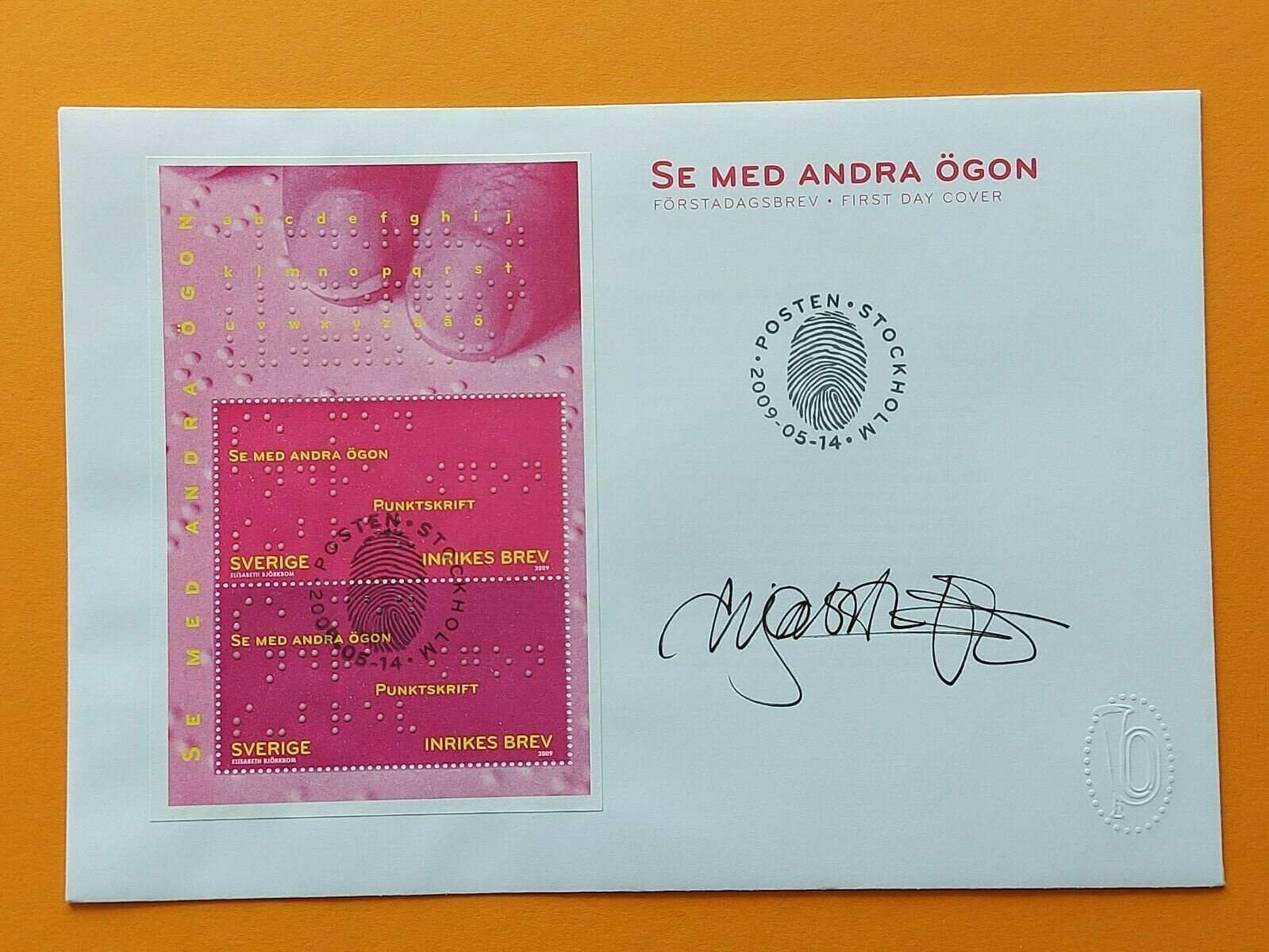 Sweden 2009 Scott 2620 signed FDC Louis Braille blind sightless ...