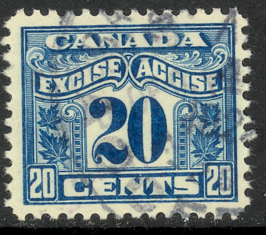 Canada 1915-28 KGV 20c Blue Excise TAX Revenue VDM. Fx43 VFU | Canada ...