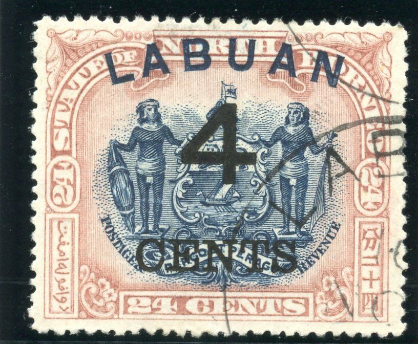 Labuan 1899 QV 4c on 24c blue & lilac-brown (p16) very fine used. SG ...