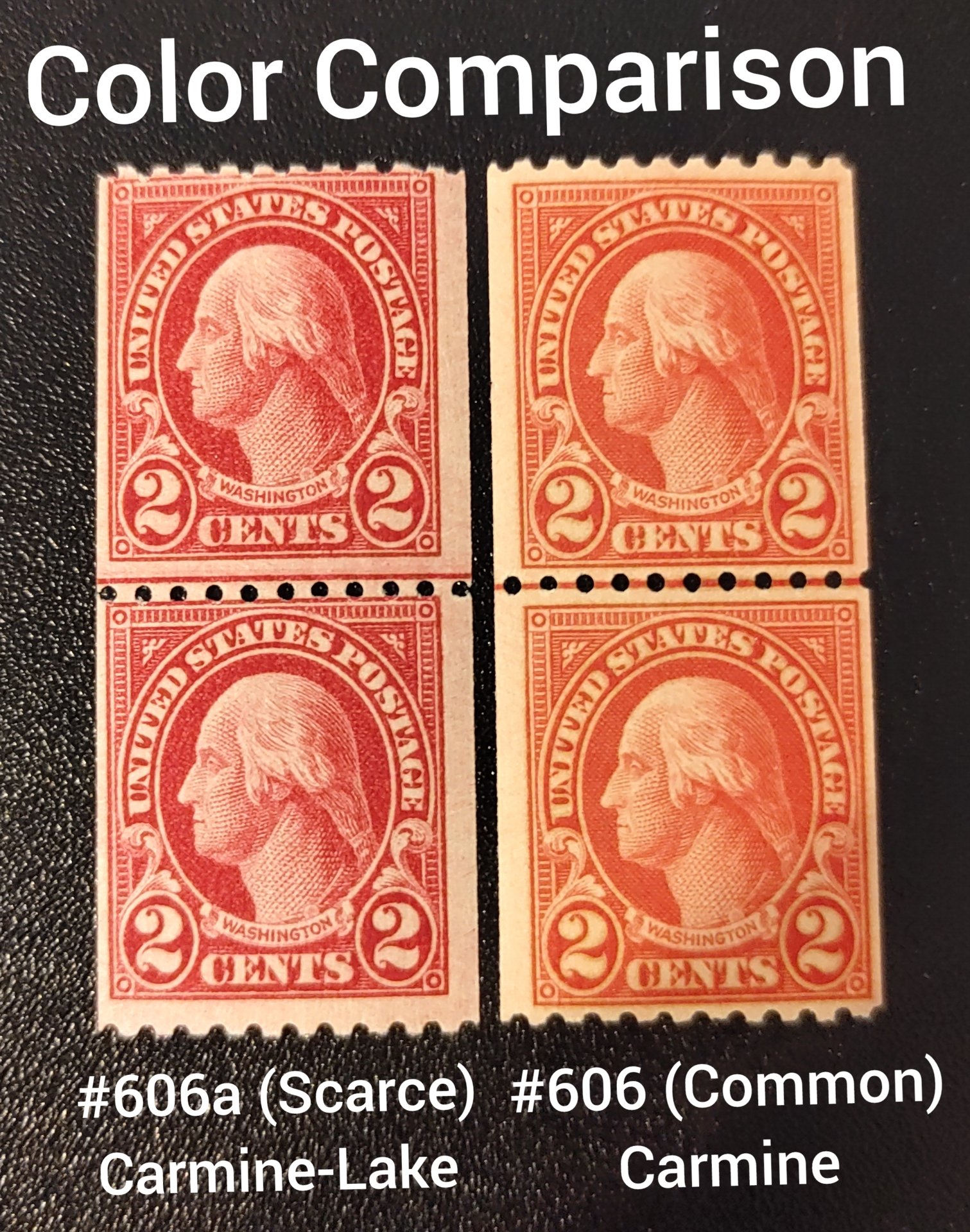 Scott Stamp #606 & 606a -Scarce MNH OG 2¢ Carmine Lake Coil LINE Pair ...