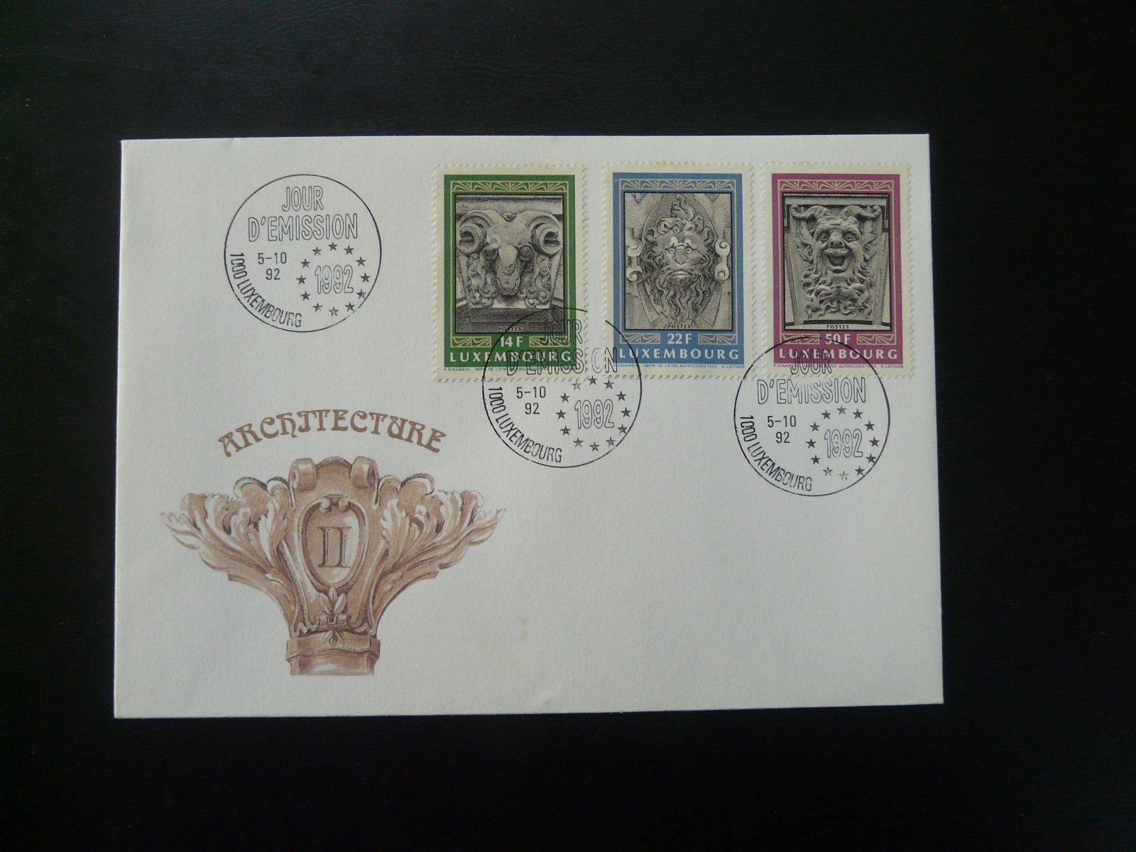 architectural art fountains FDC Luxembourg 1992 | Europe - Luxembourg ...