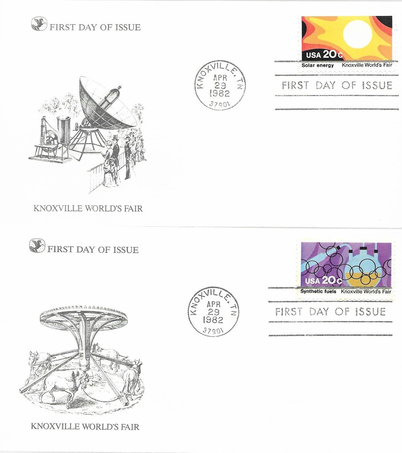 1982 FDC, #2006-2009, 20c Knoxville World's Fair, Reader's Digest (4 ...