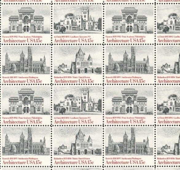 United States 15¢ American Architecture Postage Stamp #1838-41 Pack of ...