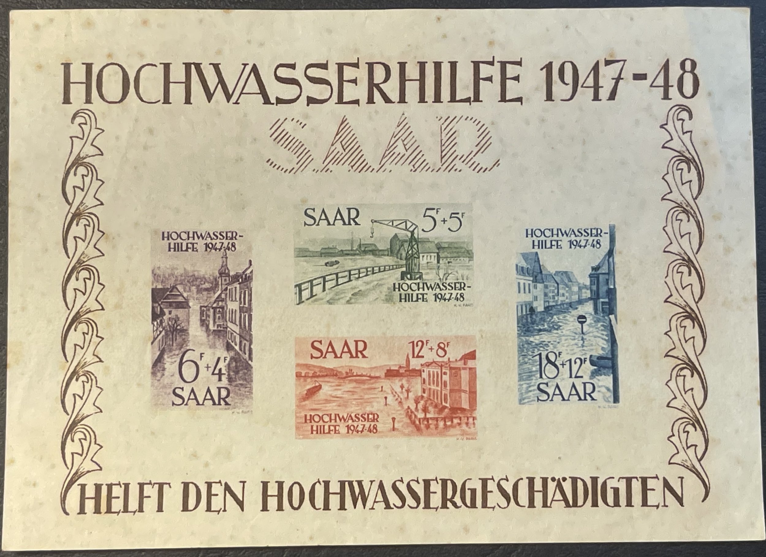 Saar # B64A-Mint/Hinged**Toned**---Semi-Postal/Souvenir Sheet---1948 ...