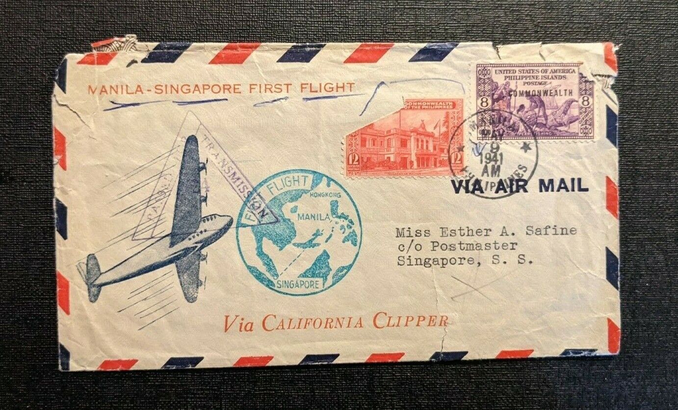 1941 Manila Philippians Clipper First Flight Cover to Singapore | Asia ...