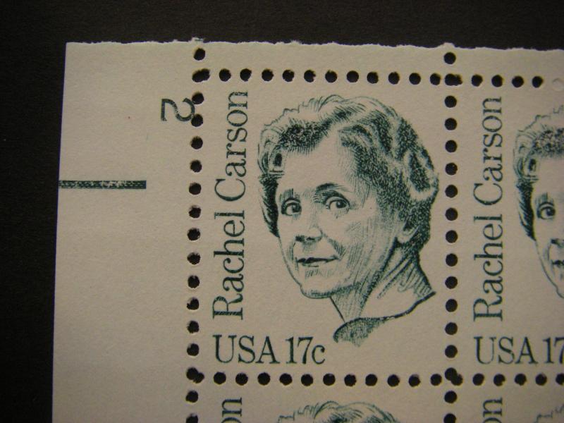 Scott 1857, 17c Rachel Carson, PB4 #2 Matched Set, MNH Great Americans ...