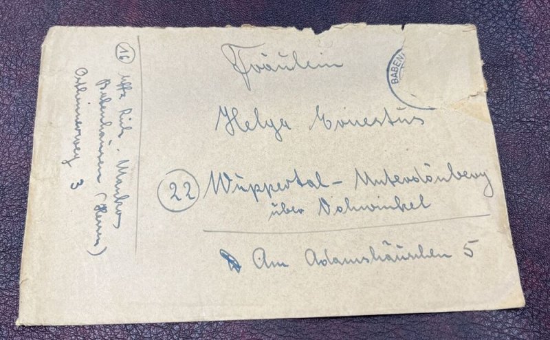 WW2 WWII Nazi Germany Reich 1944 war time ADAC Military Feldpost mail ...