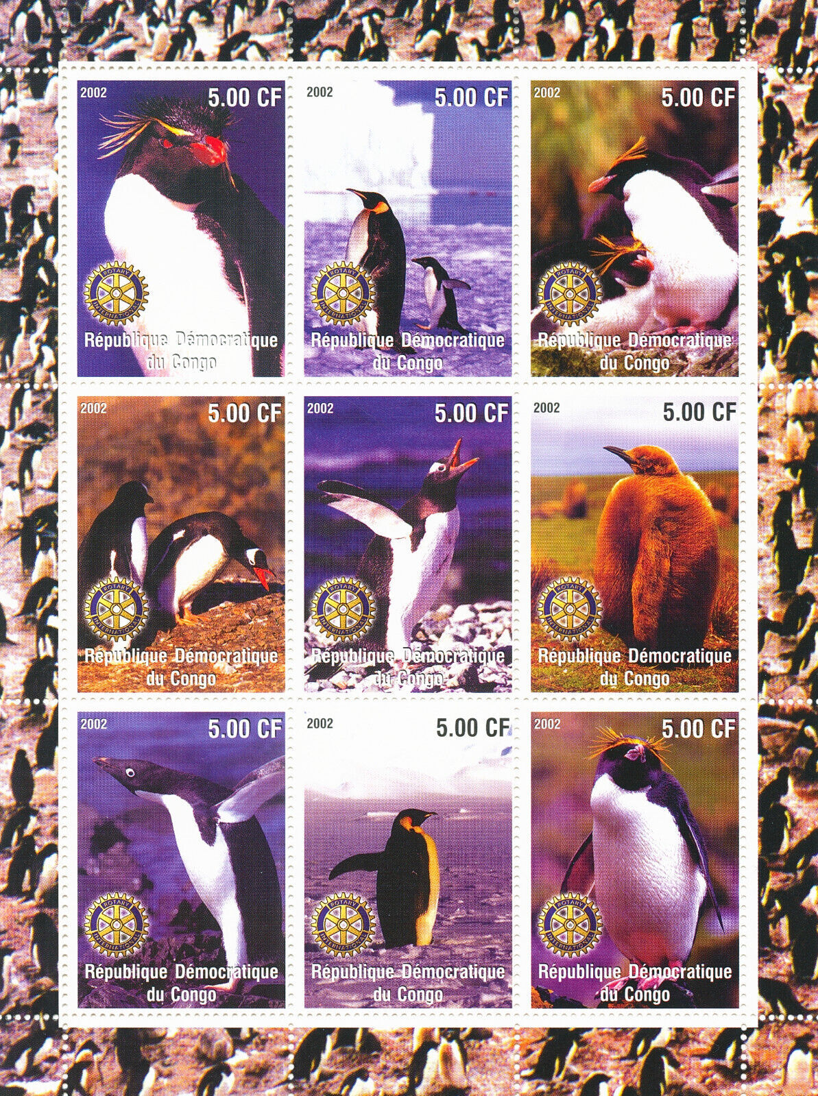 Birds on Stamps 2002 MNH Penguins Emperor Penguin 9v M/S | Worldwide ...