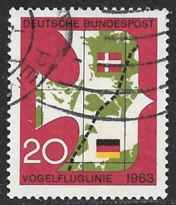 GERMANY 1963 Bird Flight Link Railroad Line to Denmark Issue Sc 864 VFU ...