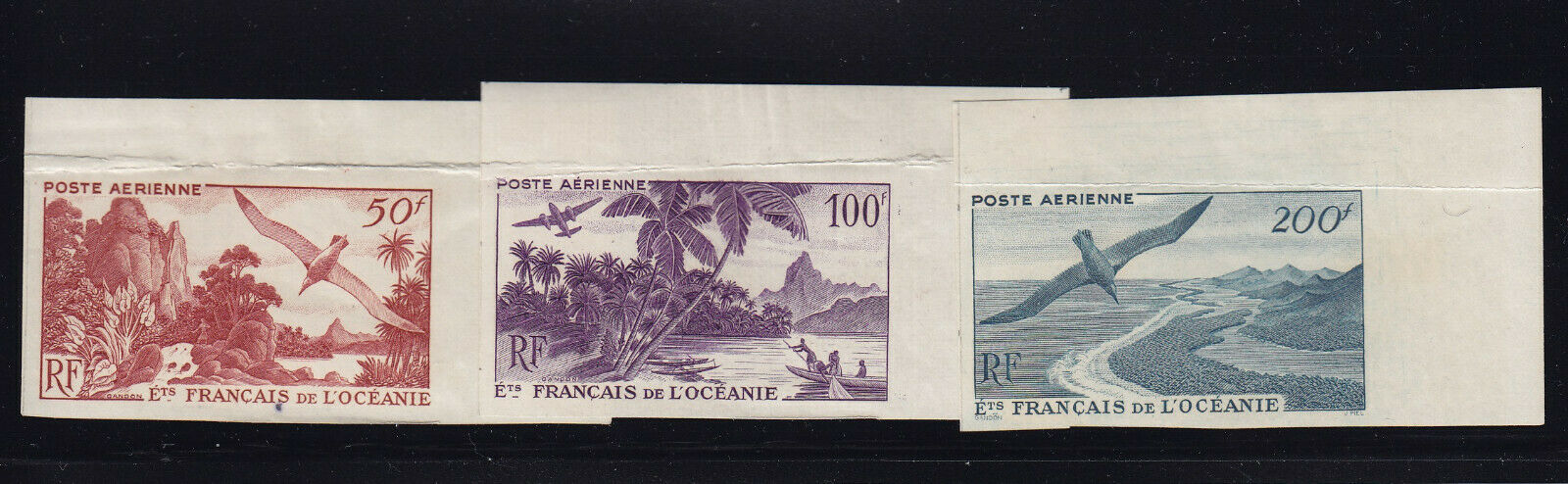 Fr. Poly. Scott # C17 - C19 Imperf set VF-OG NH nice color scv $ 160 ...