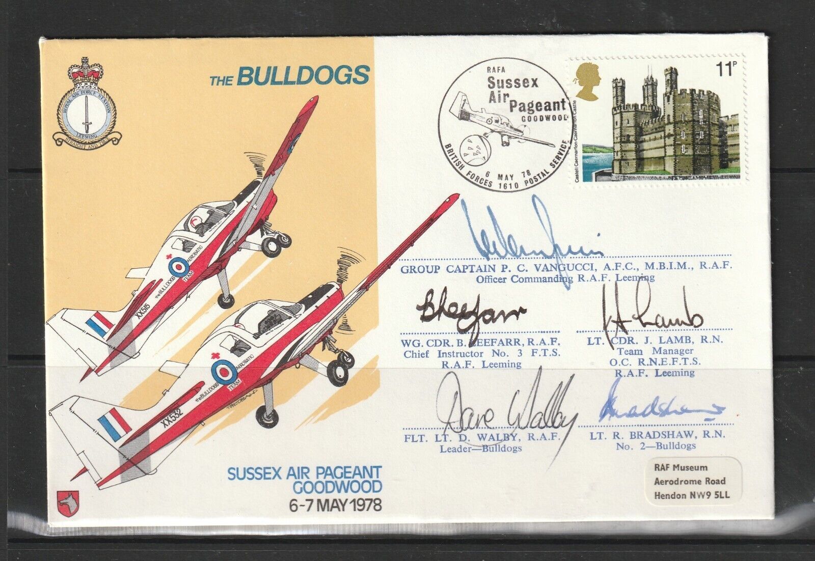 GB RAF Cover, 1978 Sussex Air Pageant, THE BULLDOGS, Signed by the ...
