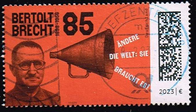 Germany 2023,Sc.#3336 used, Bertolt Brecht, 125th Birth Anniversary ...