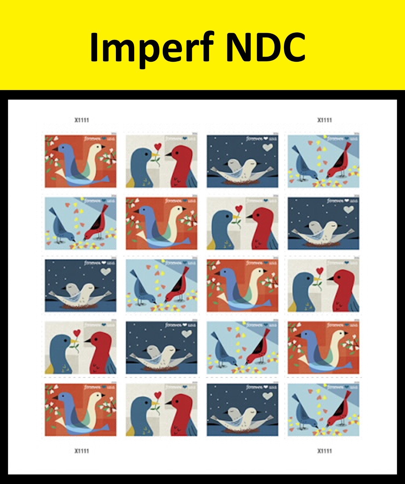 US 6046a-6049a 6049c Love imperf NDC sheet 20 MNH 2026 after Jan 31 ...