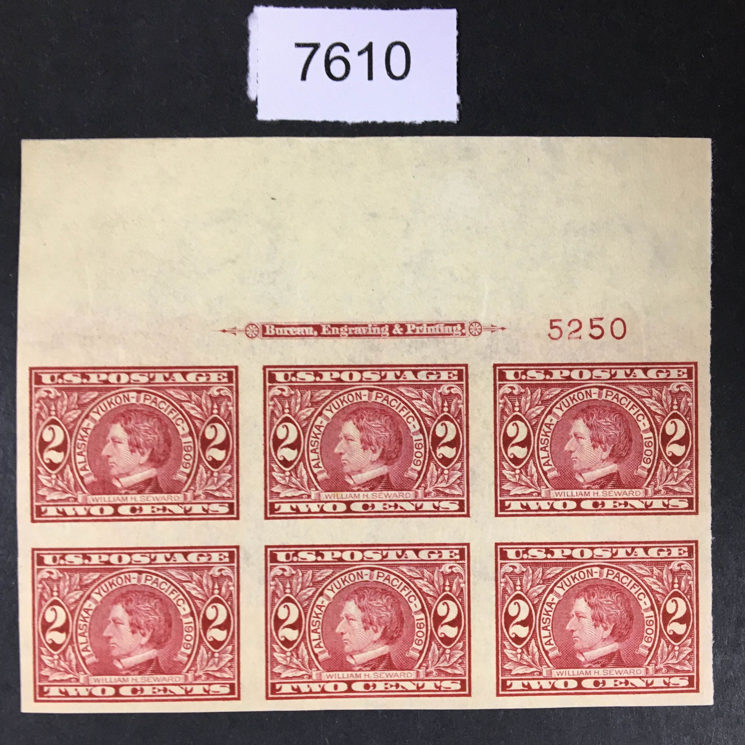 US # 371 Intact Plate Block of 6 Mint OG NH XF CAT. $350 LOT #7610 ...