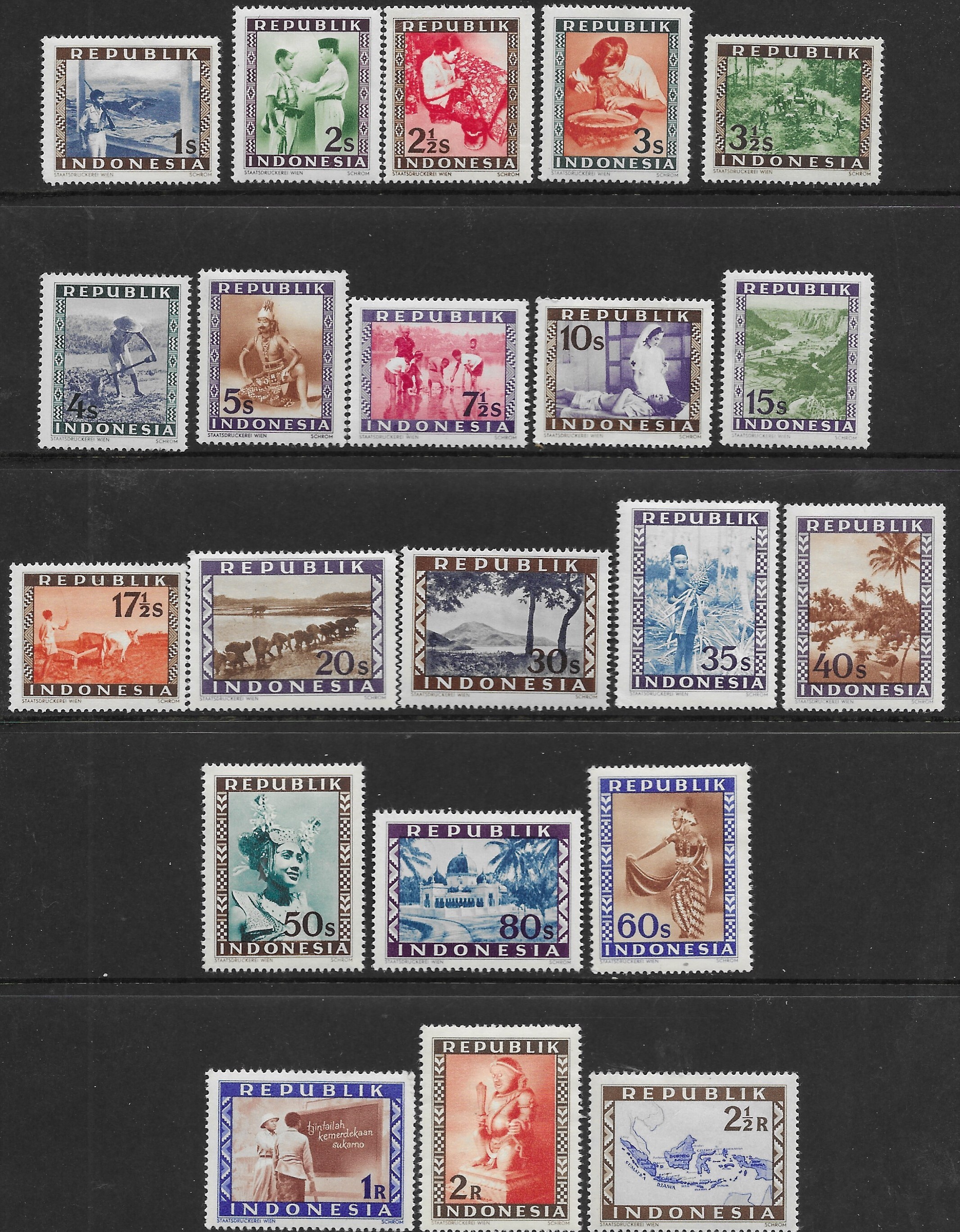 Indonesia 30-50 1949 21 of 24 values FVF Mint hinged | Asia - Indonesia ...