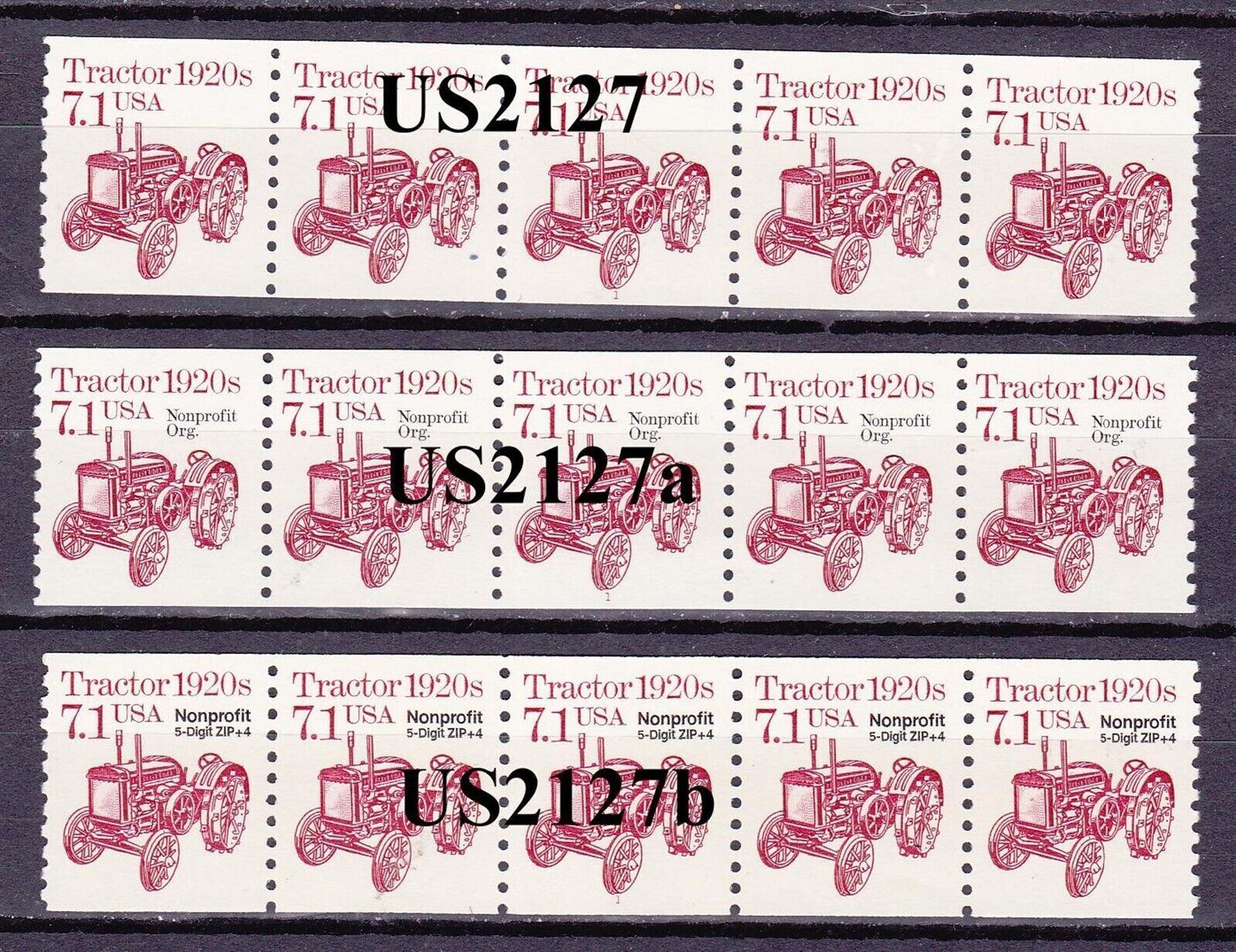 PNC5 7.1c Tractor US 2127, US 2127a, US 2127b Lot (3) MNH F-VF | United ...