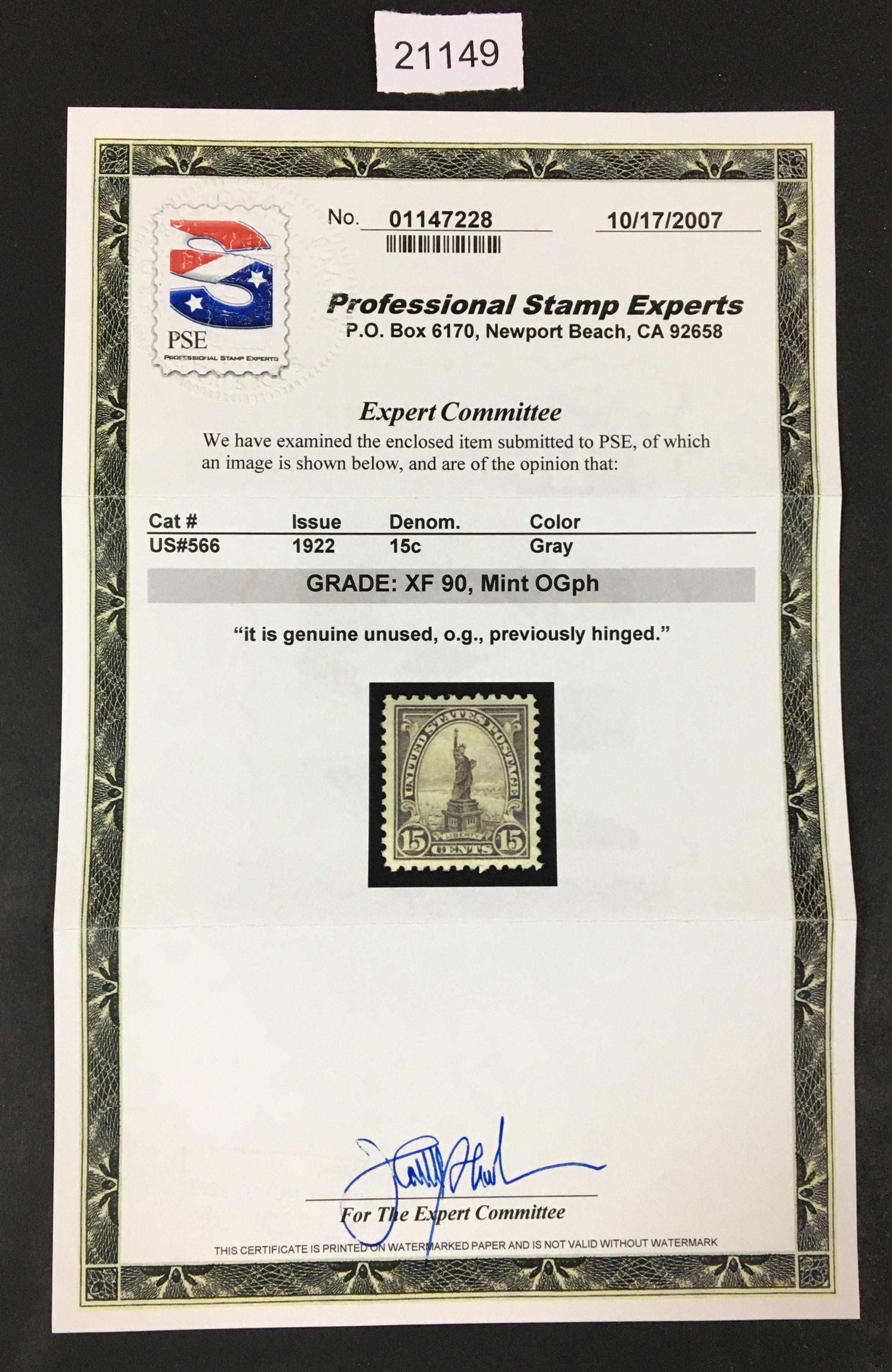 US Stamps # 566 Mint OG H **Pse Graded XF 90 Cert**Lot #21149 | United ...