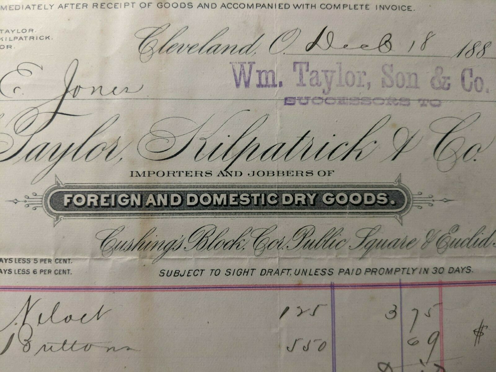 1886 TAYLOR, KILPATRICK & Co, Cleveland, Ohio Ad Postal History ...