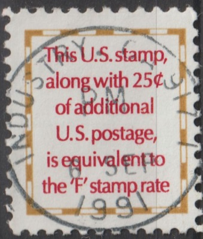 U.S. Scott# 2521 1991 This plus 25c equals "F" stamp Issue VF Used #2 ...