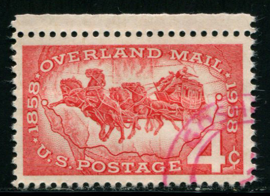 1120 US 4c Overland Mail, used | United States, General Issue Stamp ...