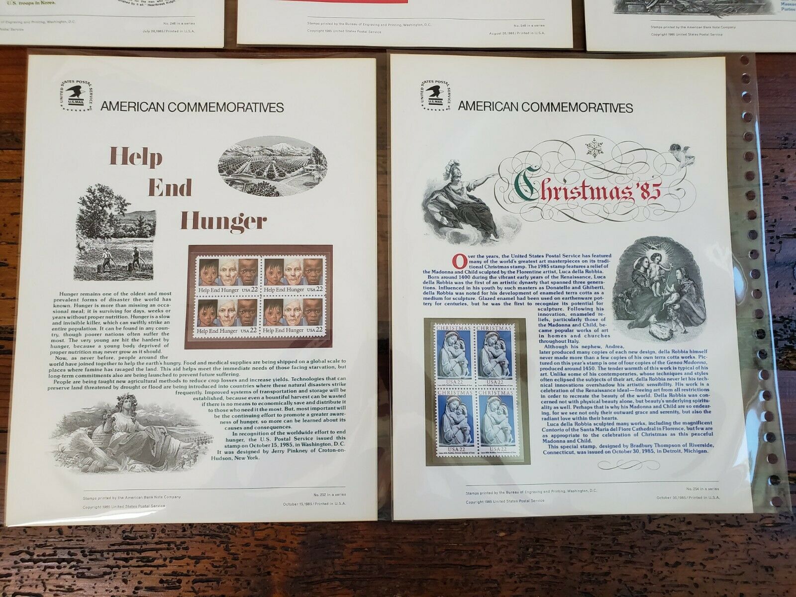 US 1985 Complete Year Set #237-254 USPS Commemorative Stamp Panels SCV ...