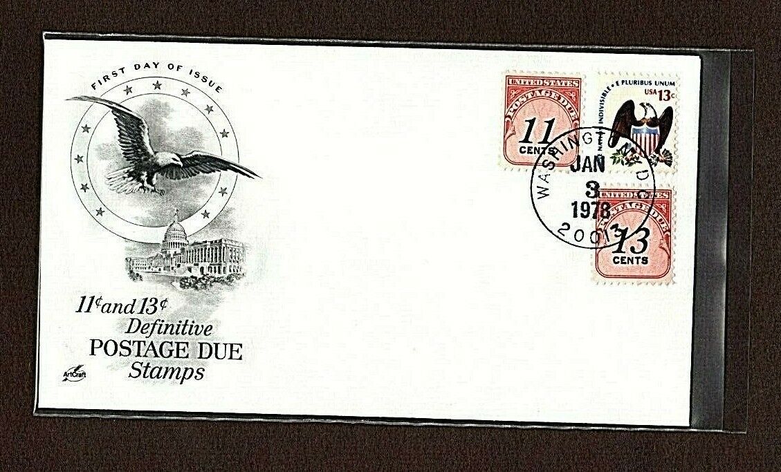 1978 11c & 13c Eagle Over Capitol Cachet Postage Due First Day Cover ...