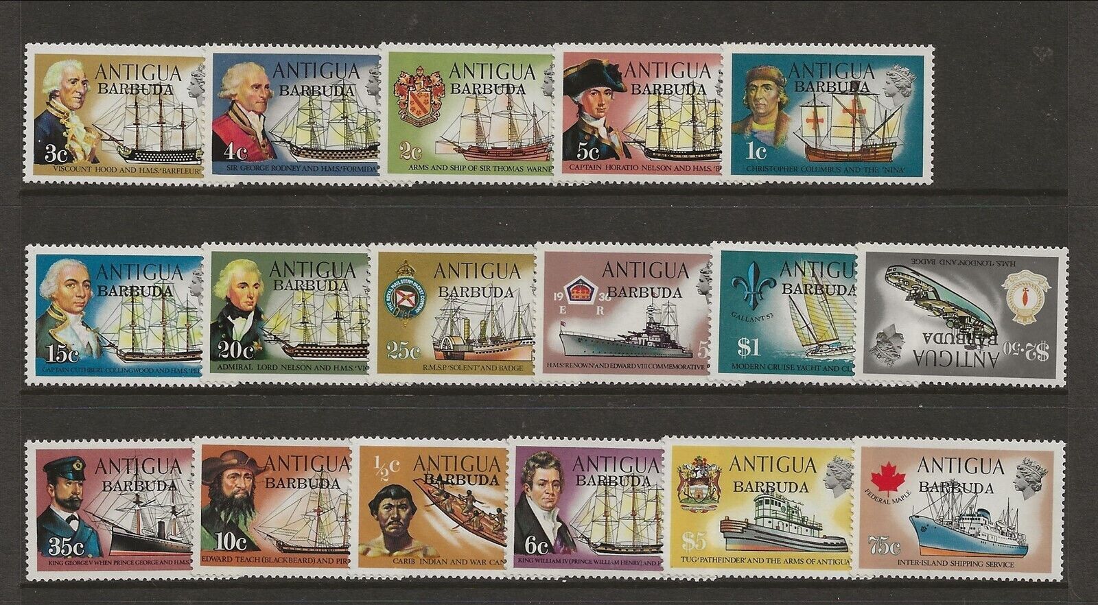 BARBUDA Sc 113-29 NH issue of 1973 - OVERPRINT - SHIPS | Caribbean ...