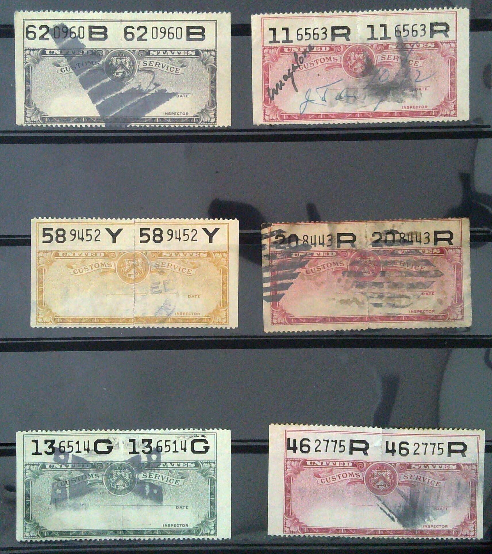 US Revenue Customs Service Baggage Stamps - Used - Lot | United States ...