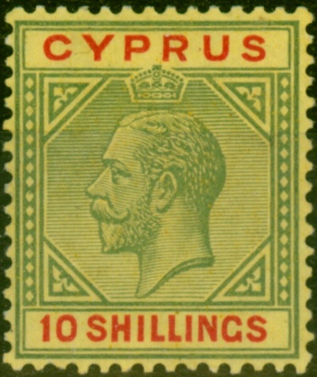 Cyprus 1923 10s Green & Red-Pale Yellow SG100 Fine & Fresh MM | Europe ...