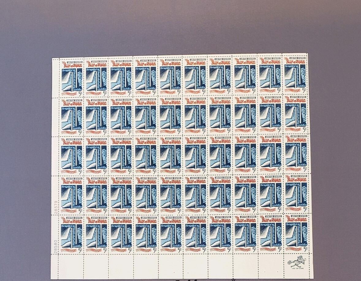 1312 Bill of Rights, Mint Sheet, CV $20.00 | United States, General ...