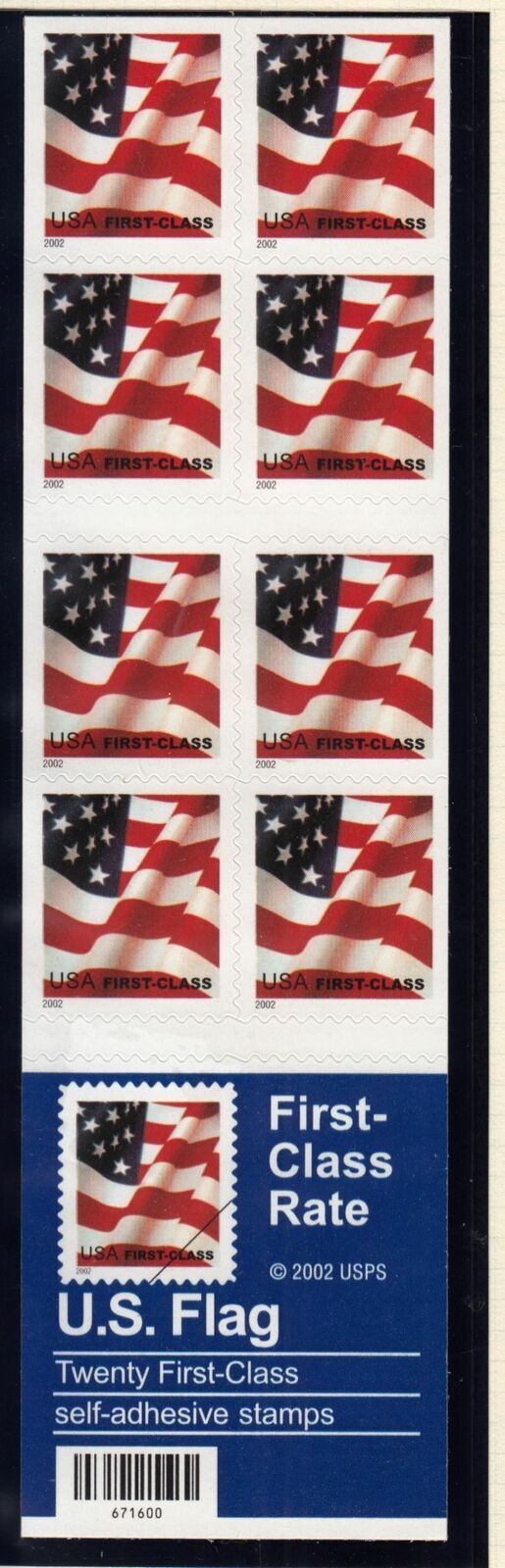 USA #3624c American Flag BOOKLET OF 20 FIRST CLASS STAMPS MNH | United ...