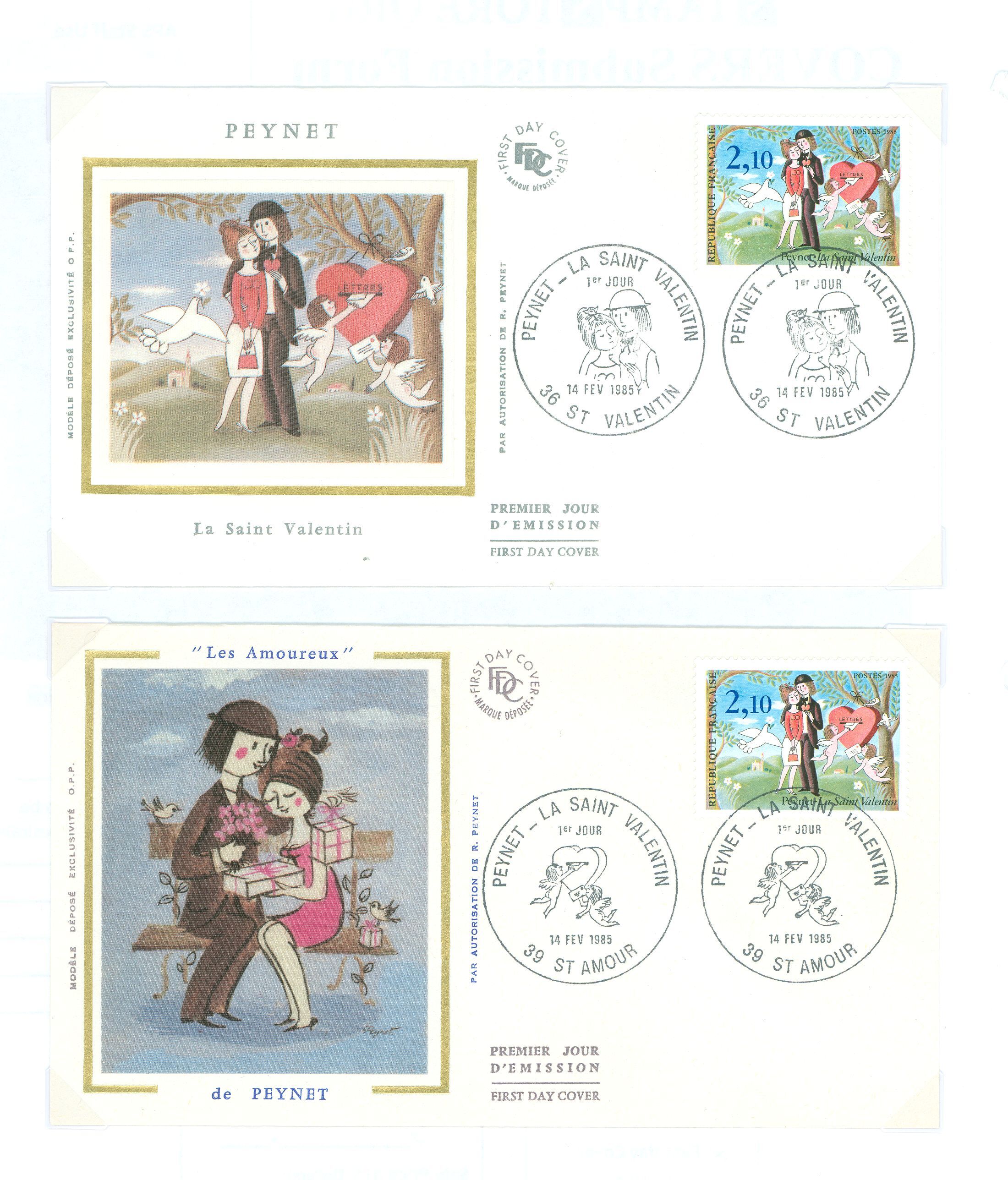 France 1965 1985 St. Valentine by Raymond Penet (2) FDC types; St ...