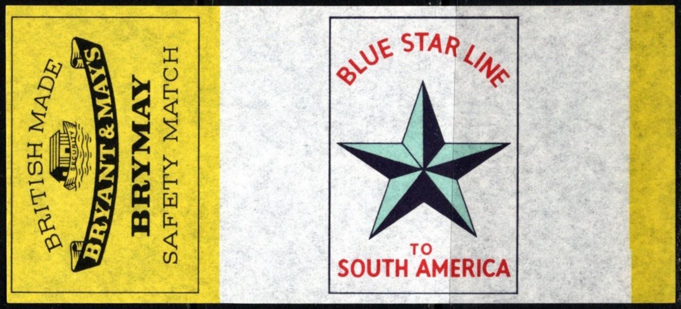 Vintage Original Bryant & Mays Match Box Label (Full Wrap) Blue Star ...