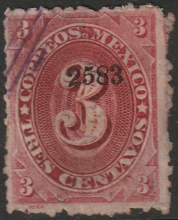 Mexico 1883 Sc 147 used "Monterey 25 83" overprint heavy hinge ...