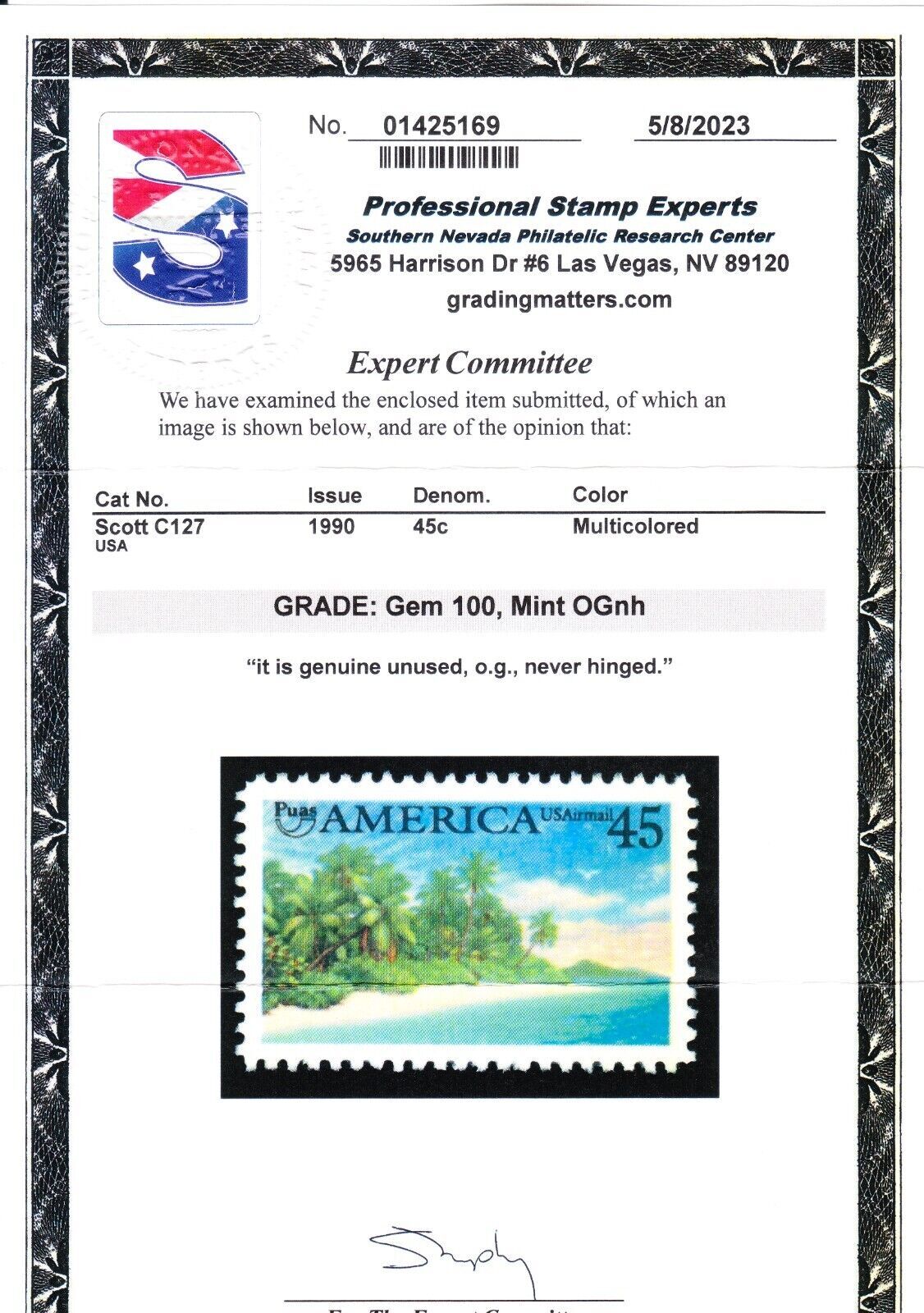 MOstamps- US #C127 Mint OG NH Grade 100 with PSE Cert - Lot # MO-4137 ...