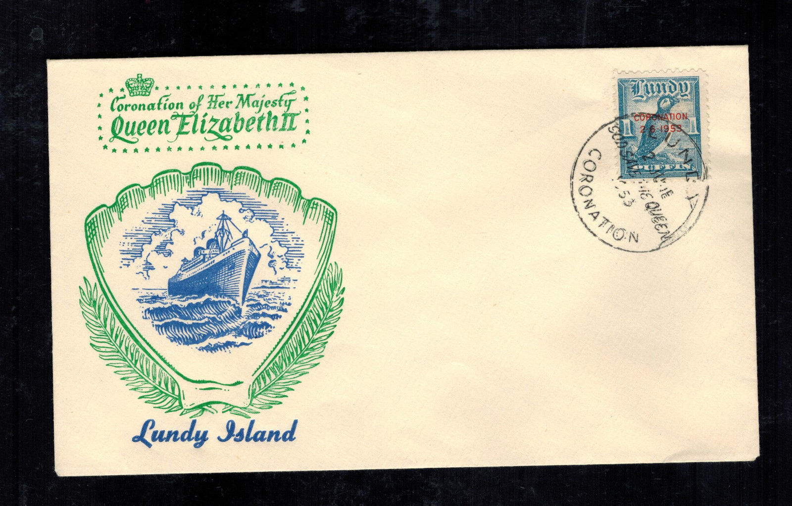 1953 Lundy England First Day Cover FDC Coronation Queen Elizabeth II ...