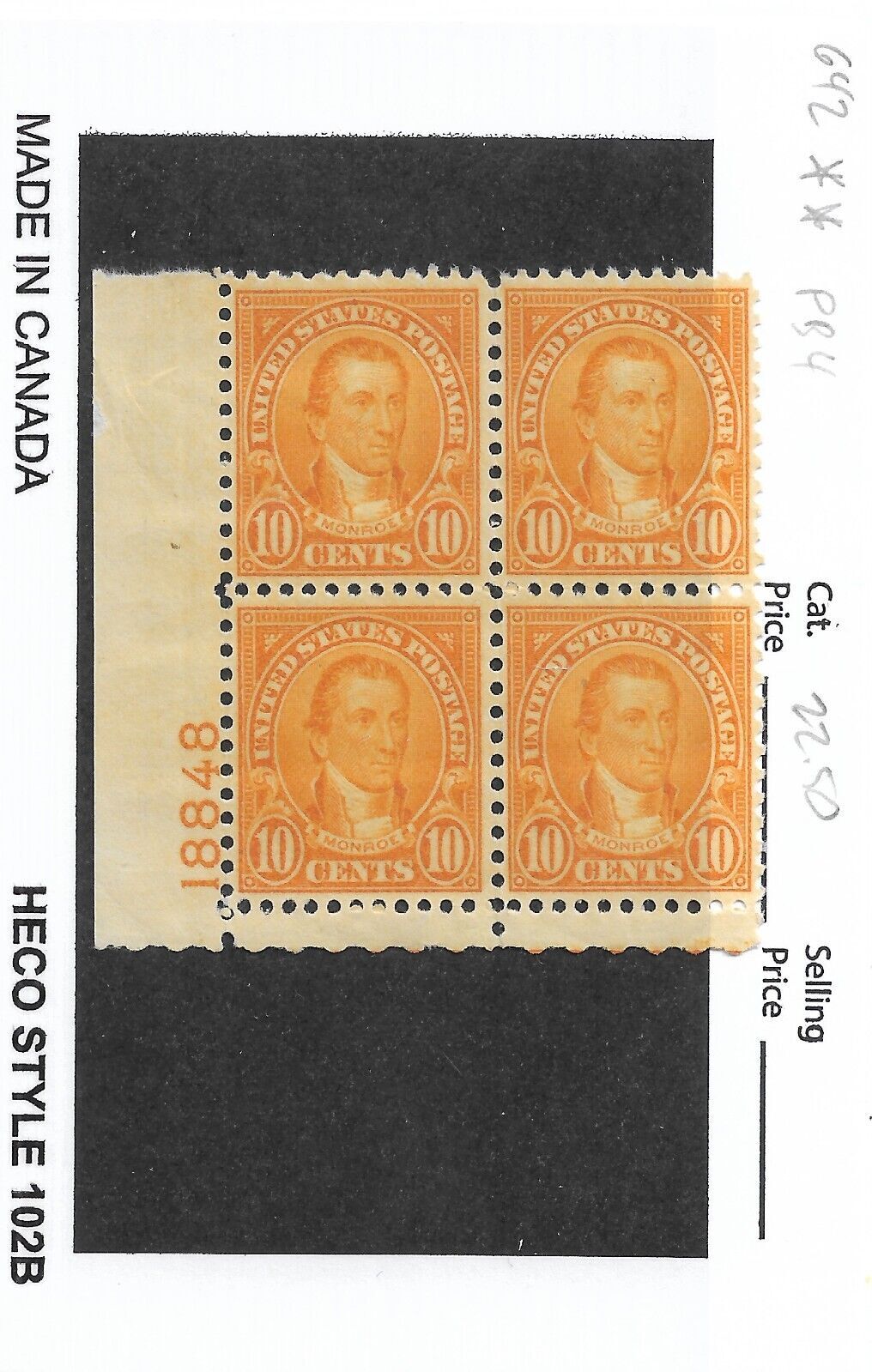 4th Bureau Issue, Sc #642, MNH Plate Block (59364) | United States ...