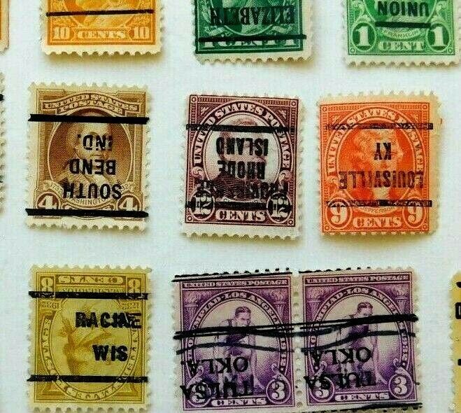 Mini Lot of 17 Precancels all with Cities Printed Upside down, many ...
