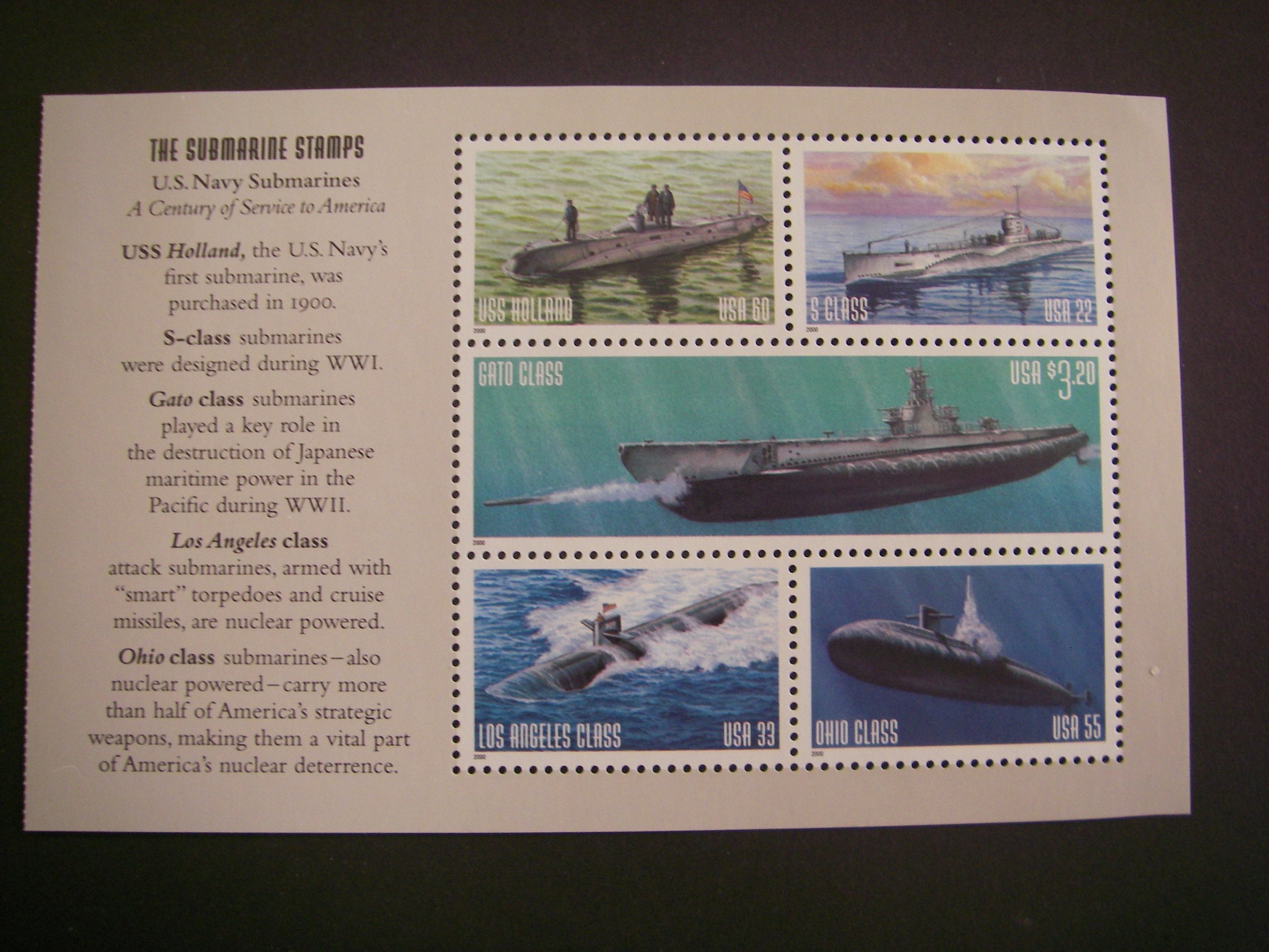 Scott 3372-3377 or 3377a, US Navy Submarines, Commem booklet pane ...