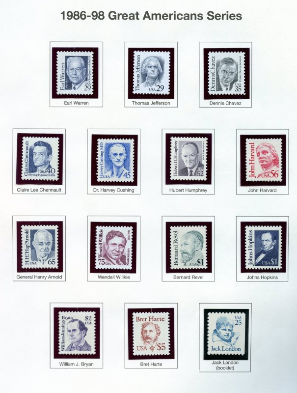 1986-98 Great Americans (All Unused) SEE Details for Scott Numbers ...
