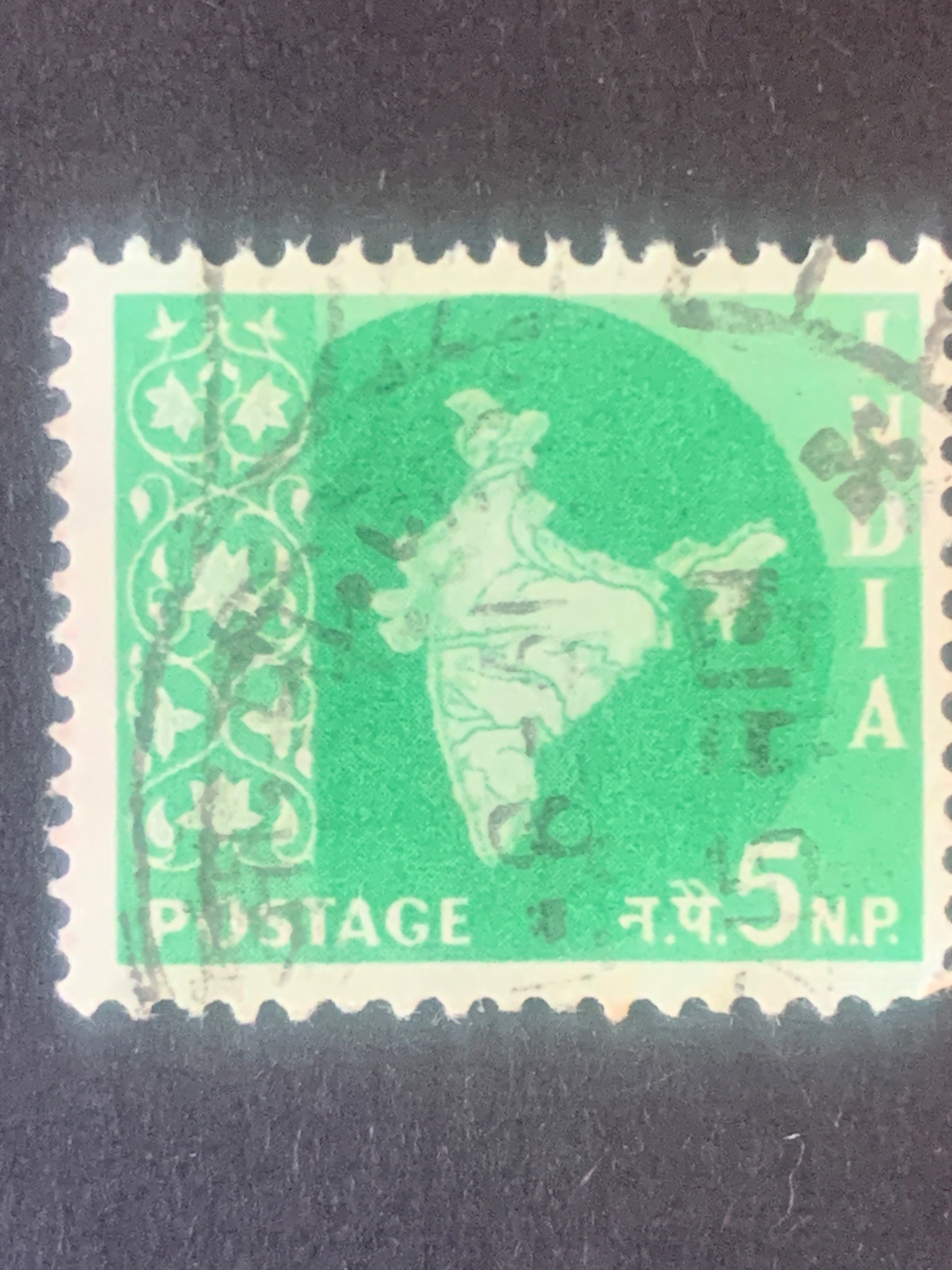 5np green postage stamp , black cancelled postage used, refno:5015 ...