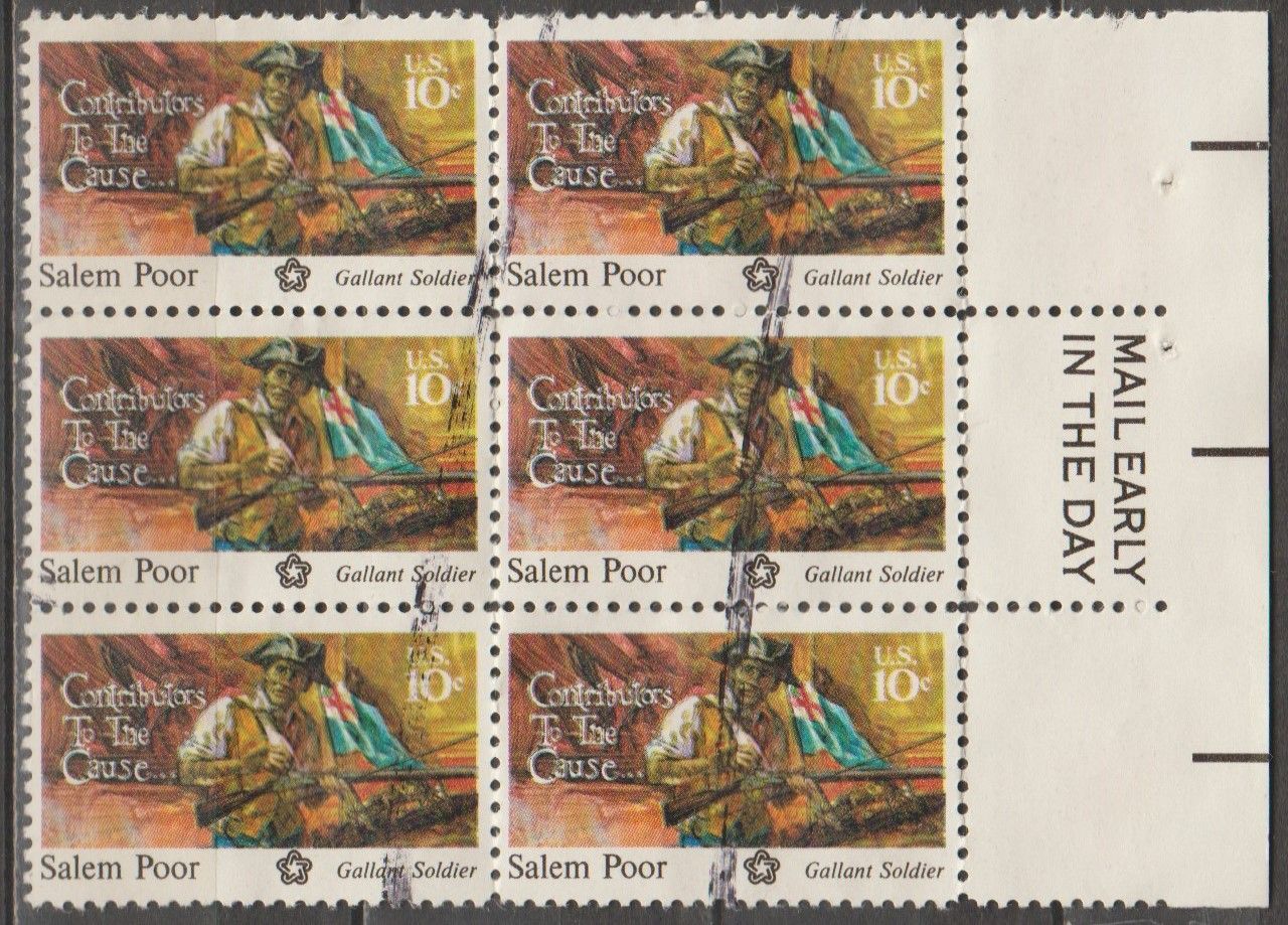Scott 1560, "Salem Poor" USED, Mail Early BLK of 6, .10 cent. | United ...