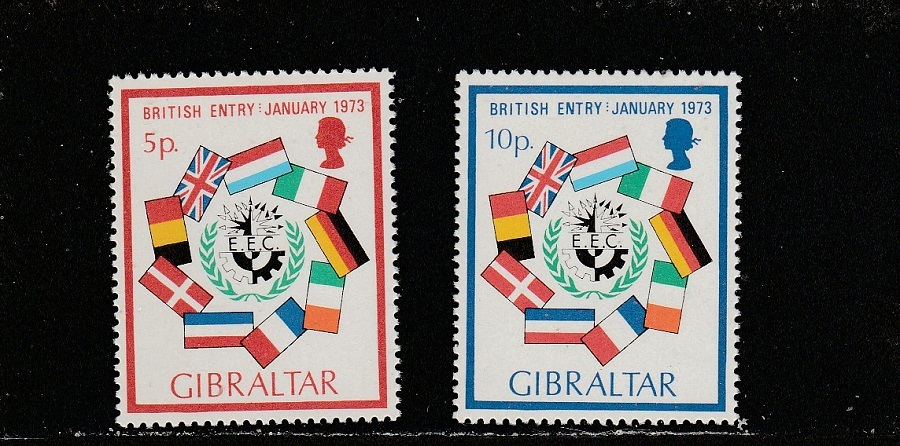 Gibraltar Scott# 294-295 MNH (1973 Flags of EEC Members and EEC Emblem ...