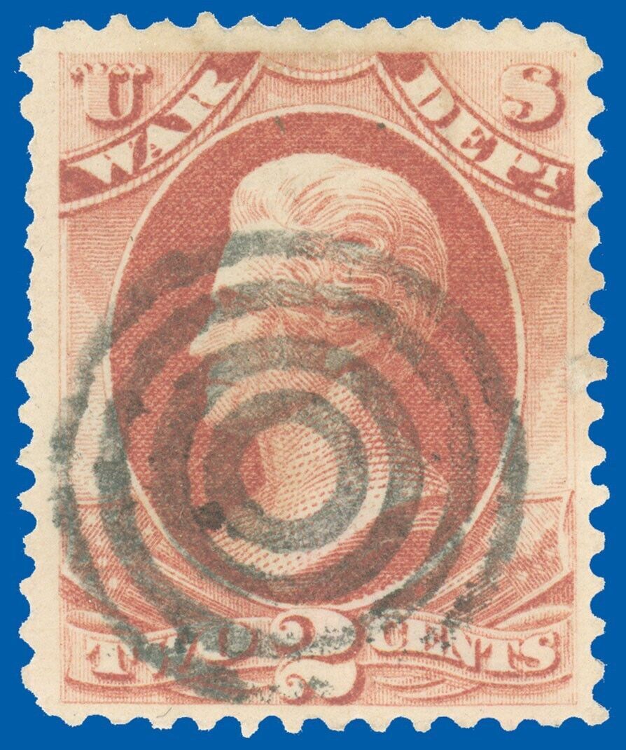 US Scott #O84 2¢ WAR DEPT OFFICIAL, XF, Black "4 RING BULLSEYE" Fancy ...