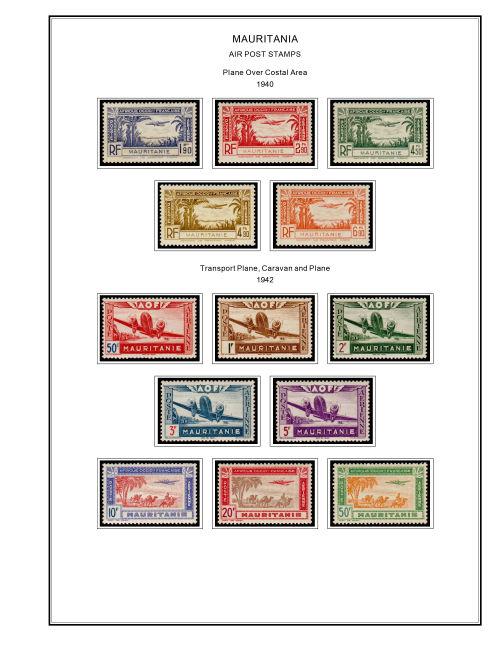 COLOR PRINTED MAURITANIA 1906-1944 STAMP ALBUM PAGES (15 illustrated ...