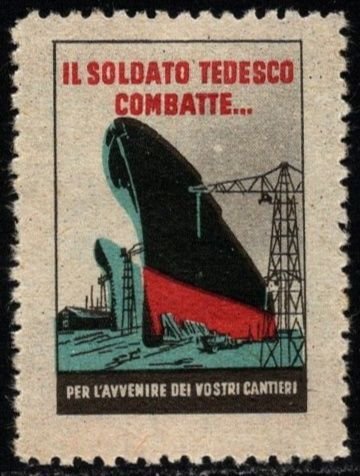 1940 WW II Italy Propaganda Poster Stamp The German Soldier Fights For ...