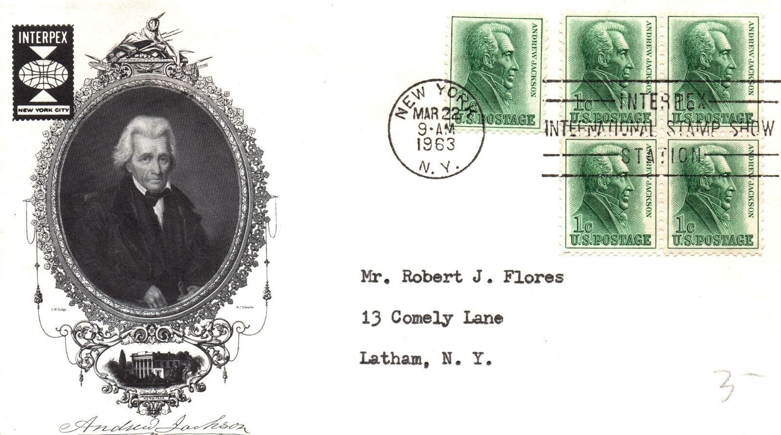 Interpex 1963 Cachet of Andrew Jackson Event Cover 5 1c Andrew Jackson ...