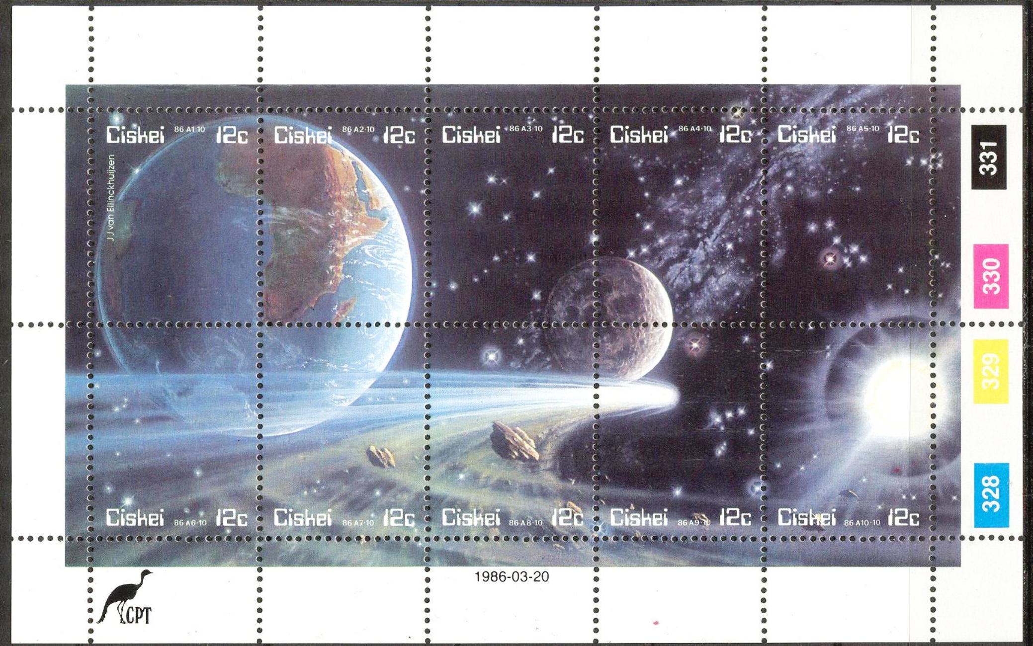 Ciskei RSA 1986 Space Planets Comet Halley Sheet of 10 MNH | Africa ...